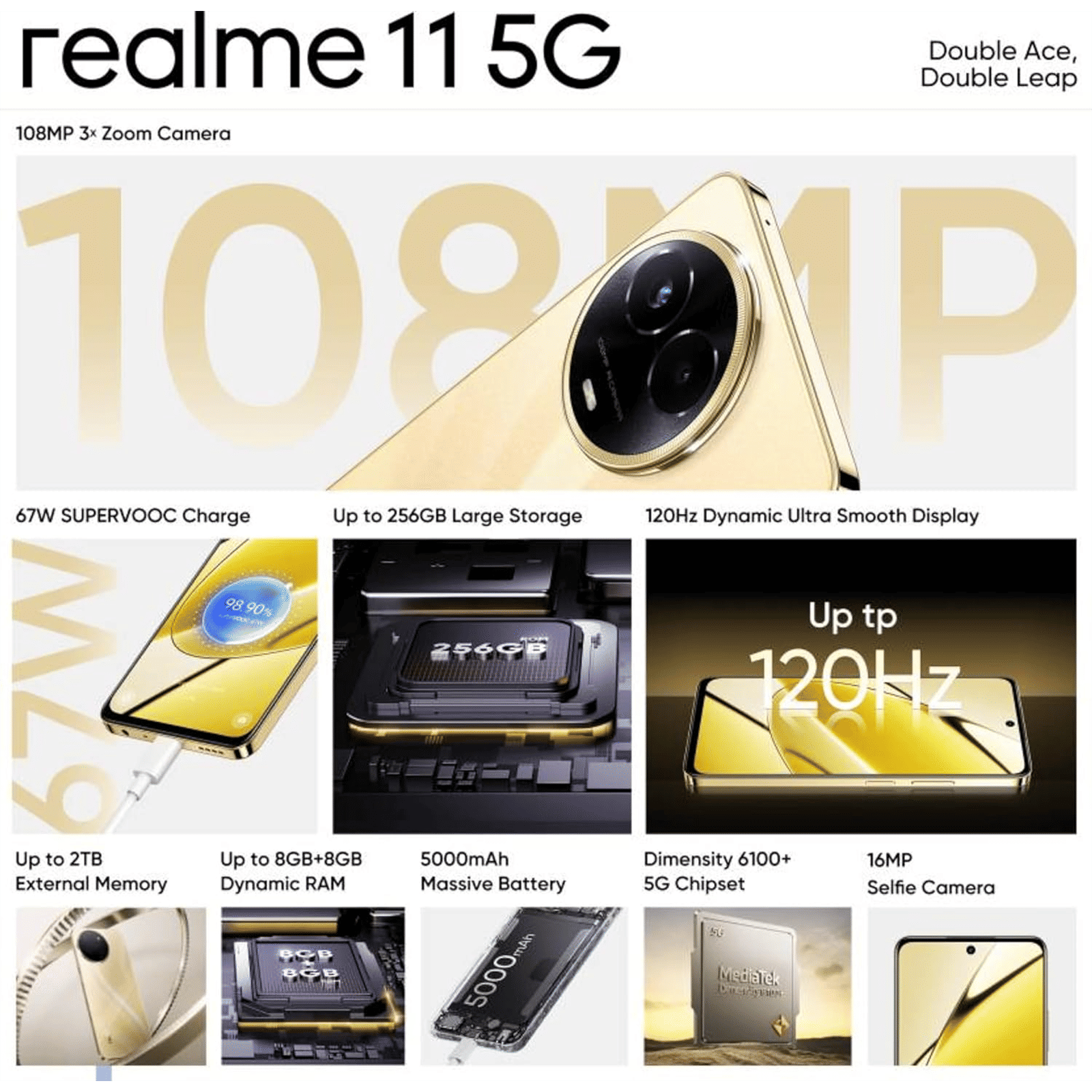 Buy realme 11 5G (8GB RAM, 256GB, Glory Gold) Online - Croma